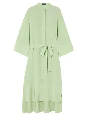 JOSEPH Darious Belted Silk-crepe Midi Dress - Green