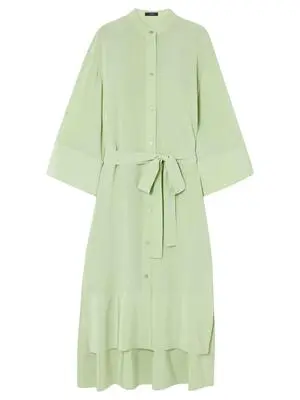 JOSEPH Joseph Darious Belted Silk-Crepe Midi Dress Mint