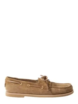 GIANVITO ROSSI Gianvito Rossi Vandée Suede Boat Shoes Neutrals