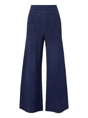 ERES Bayadere Goeland Open-knit Cotton-blend Wide-leg Pants - Blue