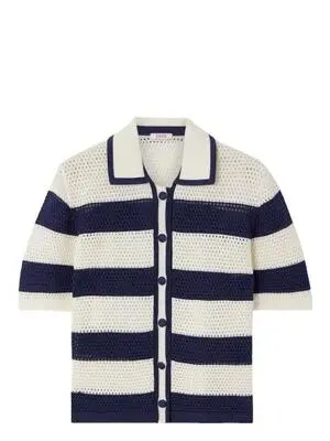 ERES Bayadere Mouette Striped Open-knit Polo Shirt - Blue