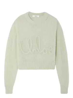 Chloé Embroidered Alpaca And Silk-blend Sweater - Green