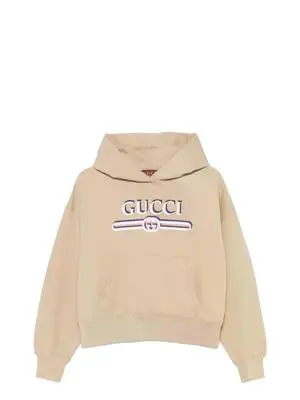 Gucci Logo-print Hoodie - Brown
