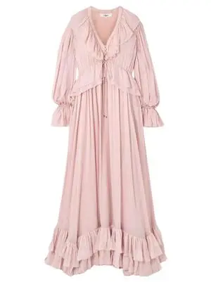 Chloé Ruffled Silk-chiffon Gown - Pink