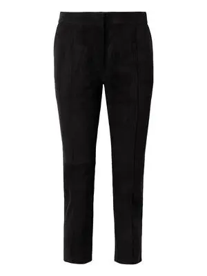 Alex Perry Cropped Suede Slim Leg Pants - Black