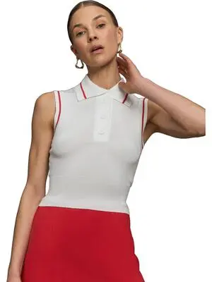 Carbon38 Tennis Sleeveless Polo White/bittersweet