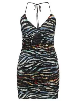Just Cavalli Mini Dress With Zebra Print - Black