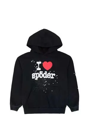 SP5DER Graphic Print Hoodie - Black