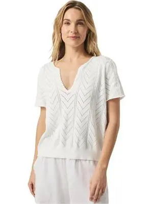 Splendid Sabrina Pointelle Sweater - White