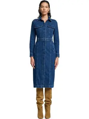 7 For All Mankind Luxe Long-sleeve Midi Dress - Denim