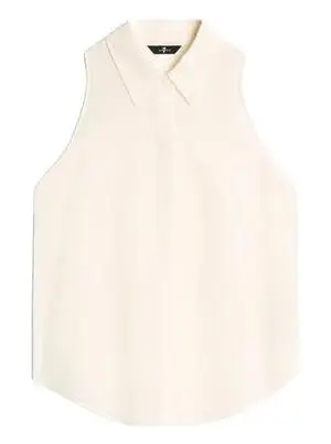 7 For All Mankind Sleeveless Silk Button-down Shirt - Neutral
