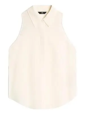 7 For All Mankind Sleeveless Silk Button-down Shirt - Neutral