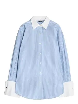 7 For All Mankind Poplin Oversized Pinstripe Shirt - Stripe