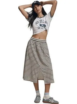 NATION LOS ANGELES Vida Midi Skirt Navy