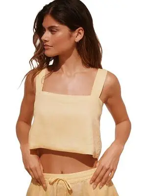 L*Space Long Island Linen Crop Top - Yellow