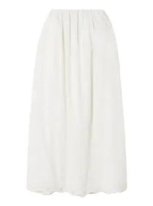 Posse Posse Antoinette Scalloped Embroidered Midi Skirt White