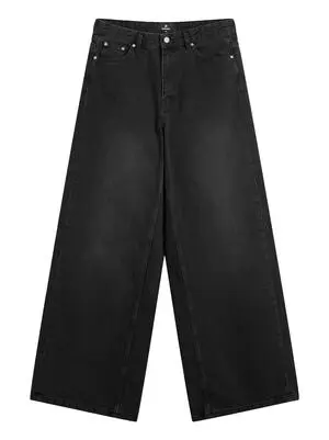 REPRESENT High Rise Wide Leg Jeans - Washed Black