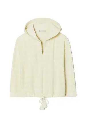 Tory Burch Terry Jacquard Logo Hoodie - New Ivory