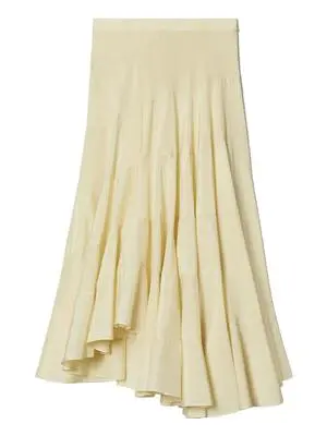 Tory Burch Flared Cotton Silk Skirt - Pale Almond