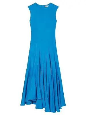 Tory Burch Flared Cotton Silk Dress - Bay Blue