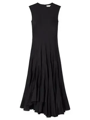 Tory Burch Flared Cotton Silk Dress - Black
