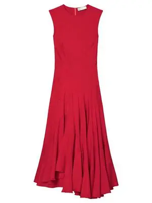 Tory Burch Flared Cotton Silk Dress - Toucan Red