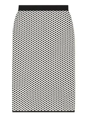 Tory Burch Jacquard Skirt - Black/new Ivory