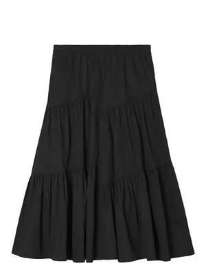 Tory Burch Cotton Midi Skirt - Black