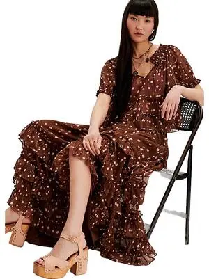 Free People Floral-printed Maxi Set - Chocolate Combo