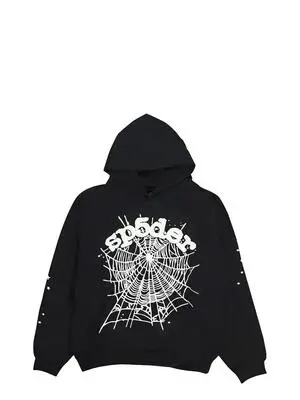 SP5DER Graphic Print Hoodie - Black