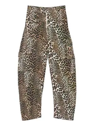 GANNI Leopard-print Trousers - Brown