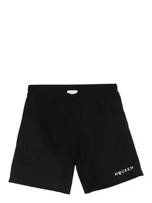 Alexander McQueen Logo-embroidered Swim Shorts - Black