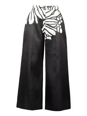 Elie Saab Printed Mikado Trousers - Black