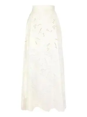 Elie Saab Embroidered Maxi Skirt - White