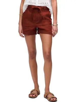 Madewell Drawstring Linen Shorts - Henna