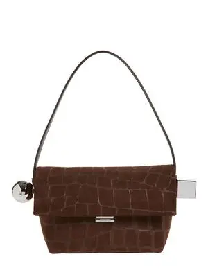 Jacquemus Le Rond Carré Croc-embossed Shoulder Bag - Dark Brown 880