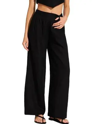 Vitamin A® The Getaway Linen Cover-up Pants - Black