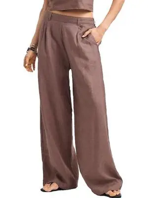 Vitamin A® The Getaway Linen Cover-up Pants - Mocha Brown