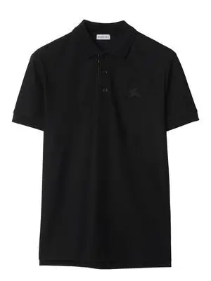 Burberry Cotton Check-placket Polo Shirt - Black