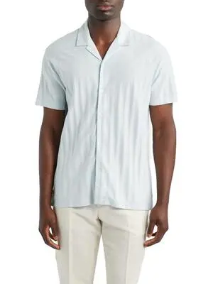 REISS Sampson Short Sleeve Woven Shirt - Soft Blue