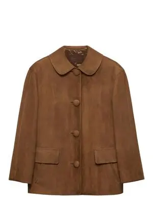 Prada Collared Suede Jacket - Brown