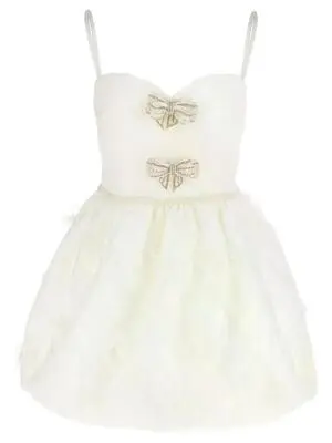 SELF-PORTRAIT Bow-detail Mini Dress - White