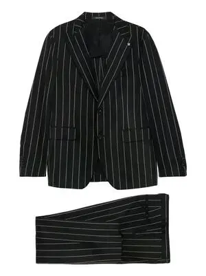 Tagliatore Pinstriped Suit - Black