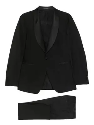Tagliatore Satin-trim Suit - Black