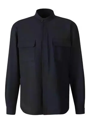 Boglioli Collarless Shirt - Blue