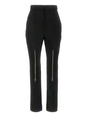 Alexander McQueen Pleated Wool Tapered Trousers - Black