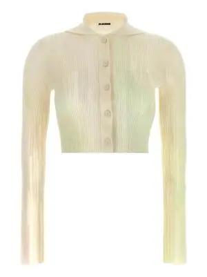 JIL SANDER Ribbed-knit Cardigan - Neutrals