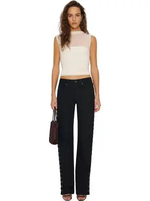 REFORMATION Charlee Low Rise Straight Leg Jeans - Black