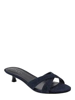 MARC FISHER LTD. Tracey Kitten Heel Sandals - Dark Blue