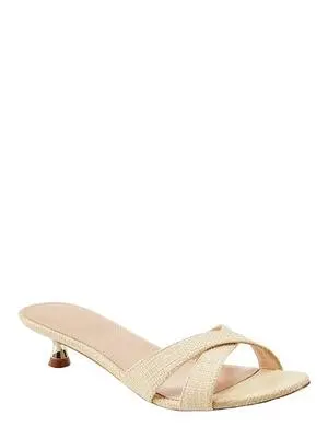 MARC FISHER LTD. Tracey Kitten Heel Sandals - Light Natural